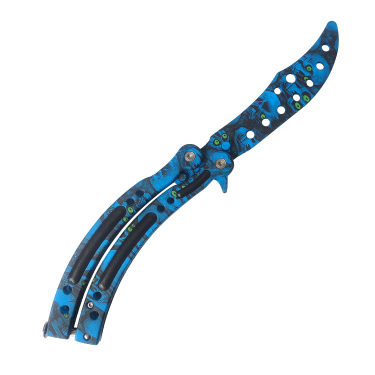 Balisong Butterfly Knife Trainer (Curved Blue) — Cutting Edge Cutlery Co.