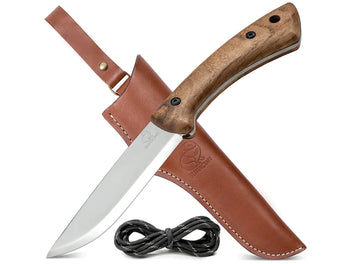 Beavercraft Bushcraft Dune Fixed Blade Knife Walnut Handle (4.92", Sat ...